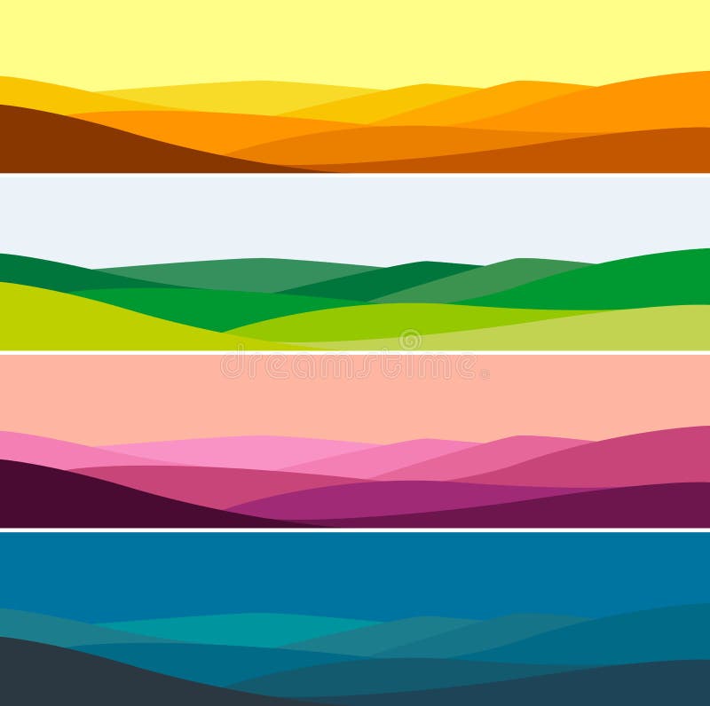 Vector Illustration of Mountain Landscape in Time of Day Stock Vector ...