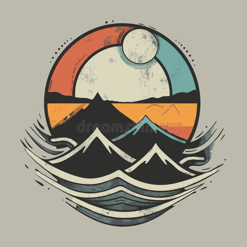 Vector Illustration of Mountain - Sea Logo Style. Stock Vector ...