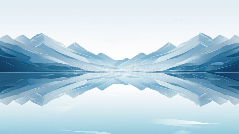 Vector Illustration of Mountains and Lake with Reflection Stock ...