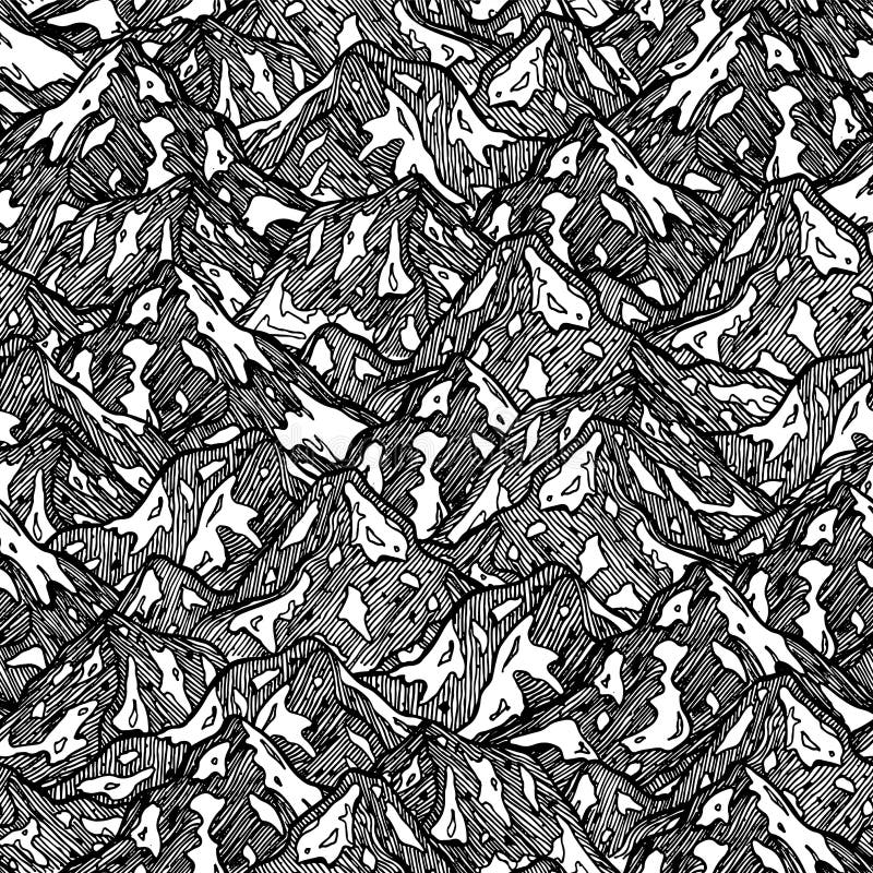 Mountains Seamless Pattern. Sketch Style Wallpaper. Vector Illustration ...