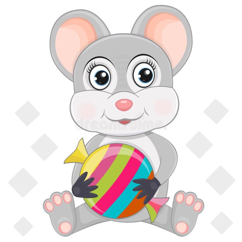 Vector Illustration of a Mouse with a Candy. Stock Vector ...
