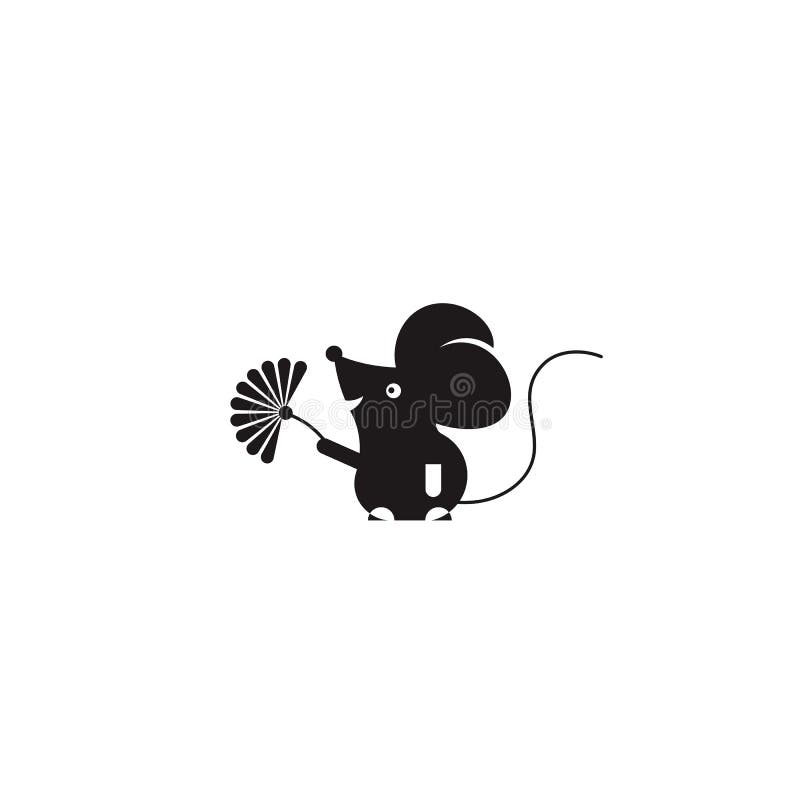 Mouse with a Flower stock vector. Illustration of vector - 42833482