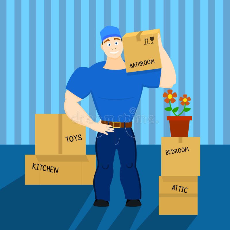 Strong Moving Service Guy Loader. a Funny Loader Showing a Blank Piece ...