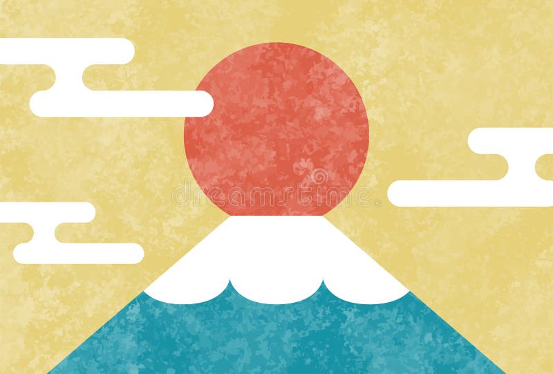 Vector Illustration of Mt. Fuji, the First Sunrise, and Japanese-style ...