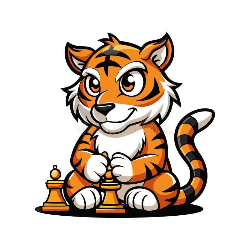 Muddled Tiger Cub Playing Chess Stock Vector - Illustration of ...