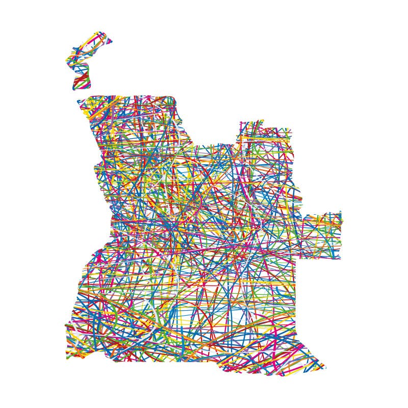 Vector Illustration of Multicolored Abstract Striped Map of Angola ... Vector Illustration of Multicolored Abstract Striped Map of Angola ...