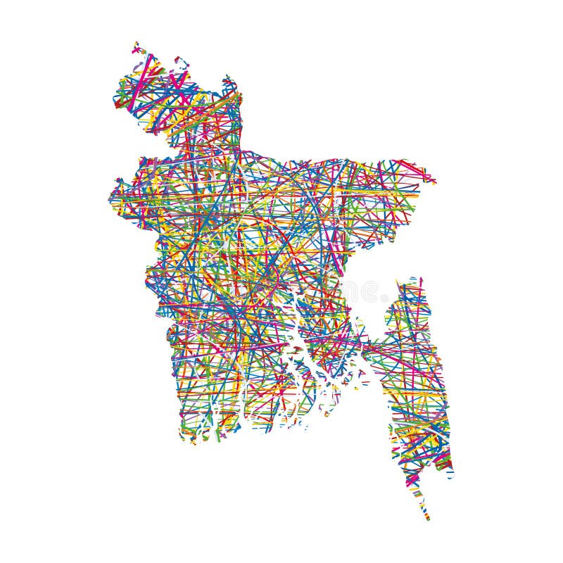 Vector Illustration of Multicolored Abstract Striped Map of Bangladesh ...