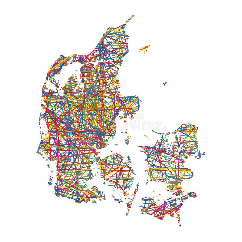 Vector Illustration of Multicolored Abstract Striped Map of Denmark ...