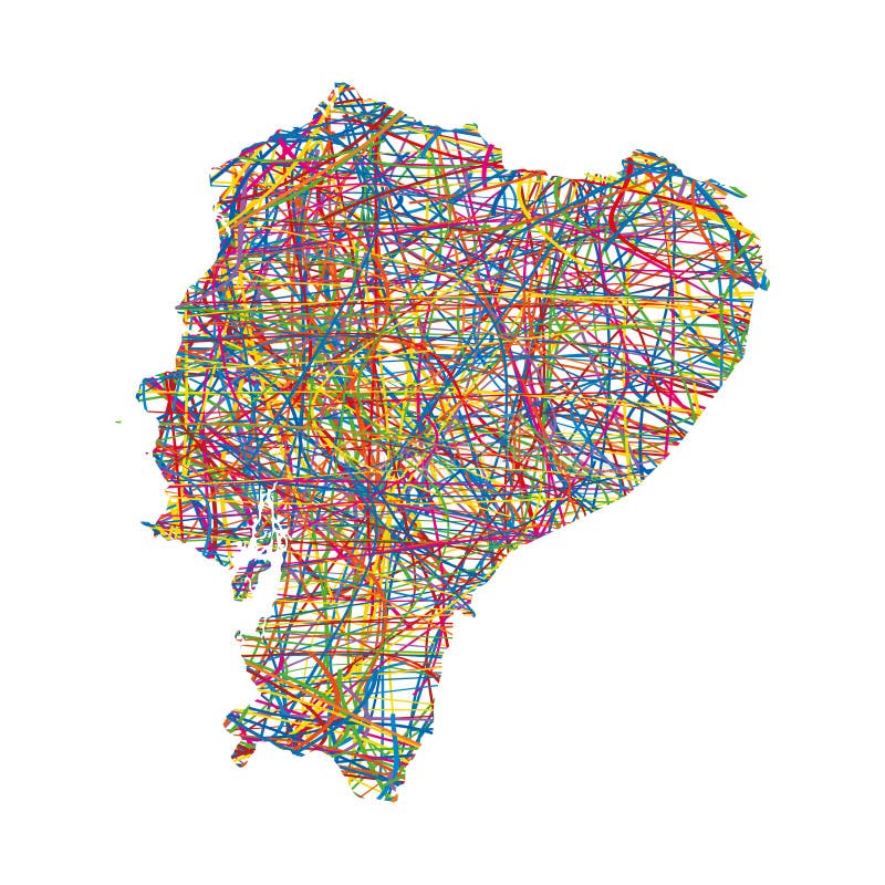 Vector Illustration of Multicolored Abstract Striped Map of Ecuador ... Vector Illustration of Multicolored Abstract Striped Map of Ecuador ...