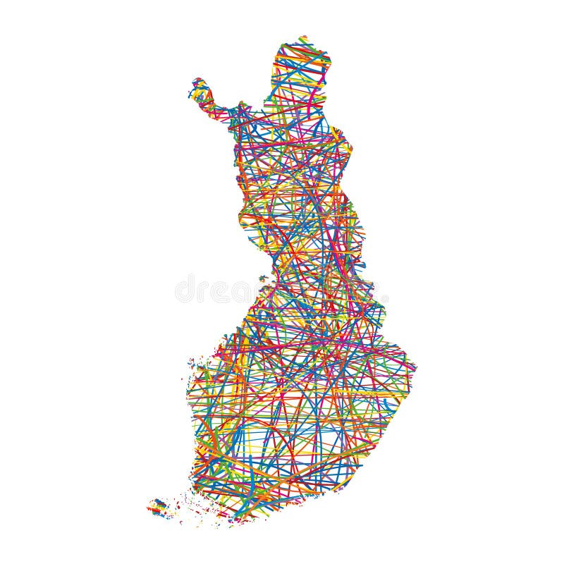 Vector Illustration of Multicolored Abstract Striped Map of Finland ...