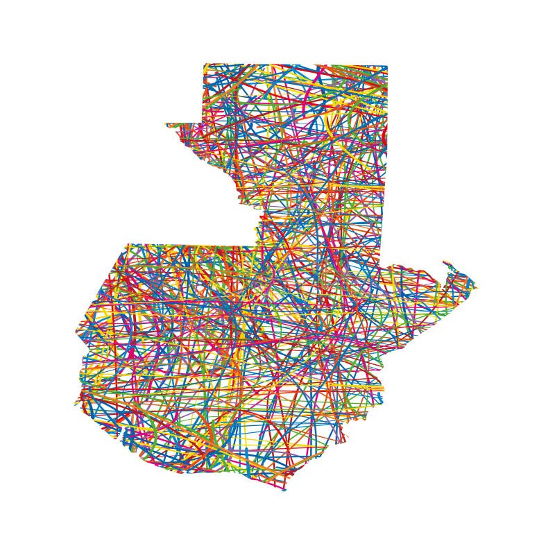 Vector Illustration of Multicolored Abstract Striped Map of Guatemala ...