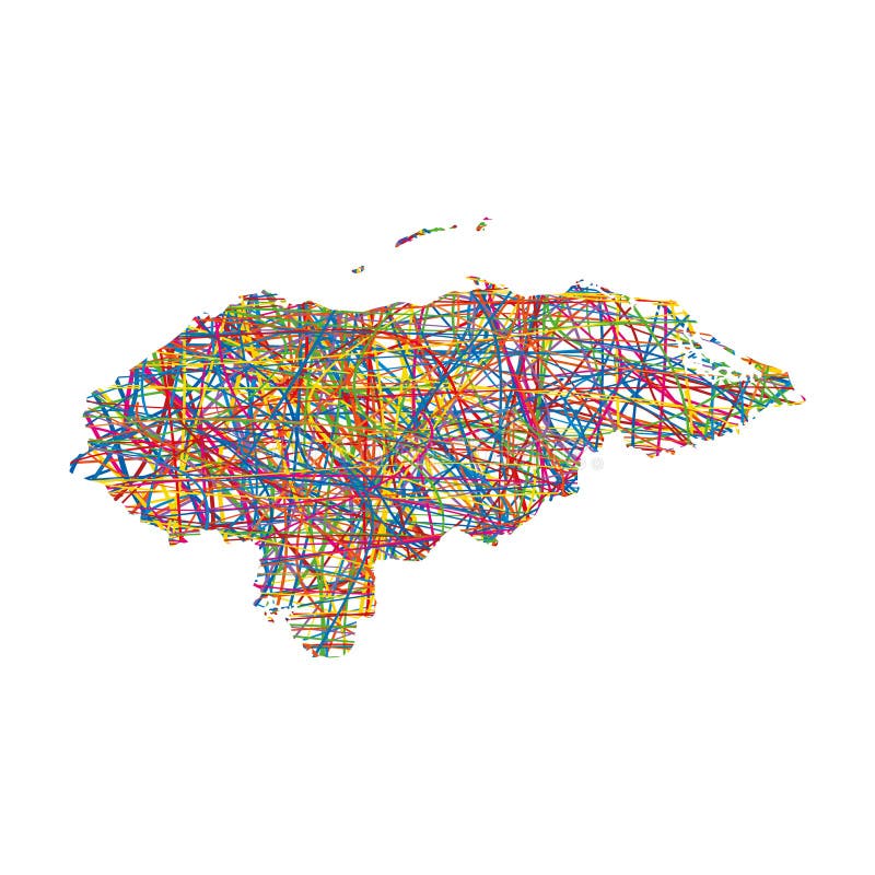 Vector Illustration of Multicolored Abstract Striped Map of Honduras ...