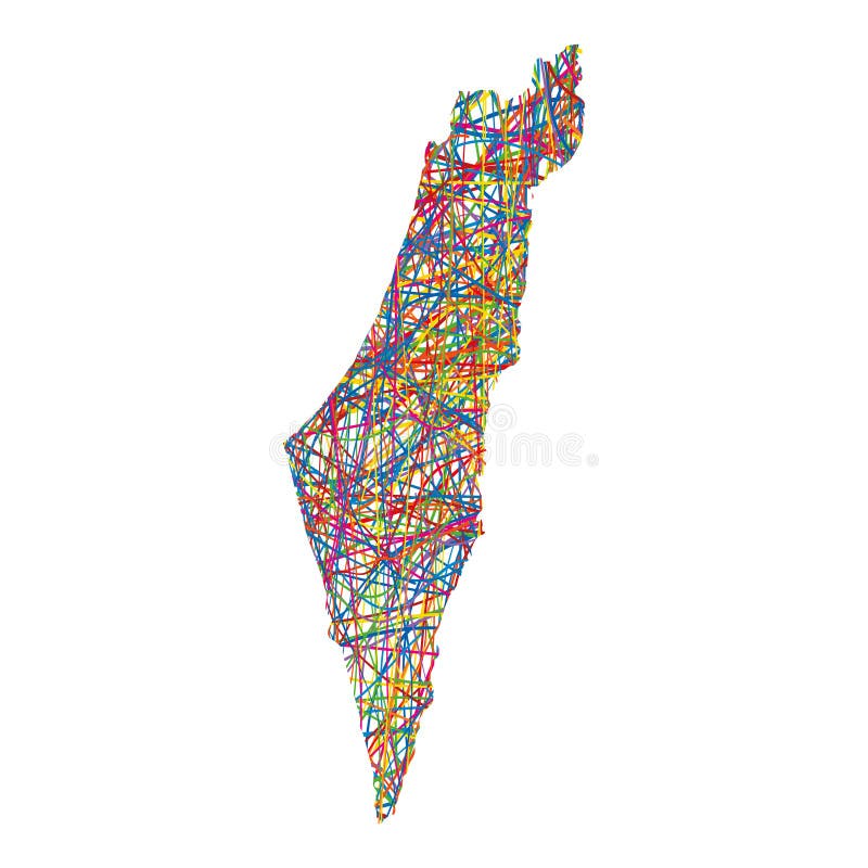 Vector Illustration of Multicolored Abstract Striped Map of Israel ...
