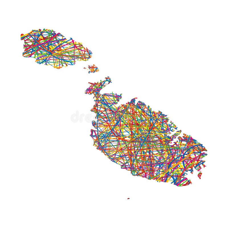 Vector Illustration of Multicolored Abstract Striped Map of Malta Stock ...