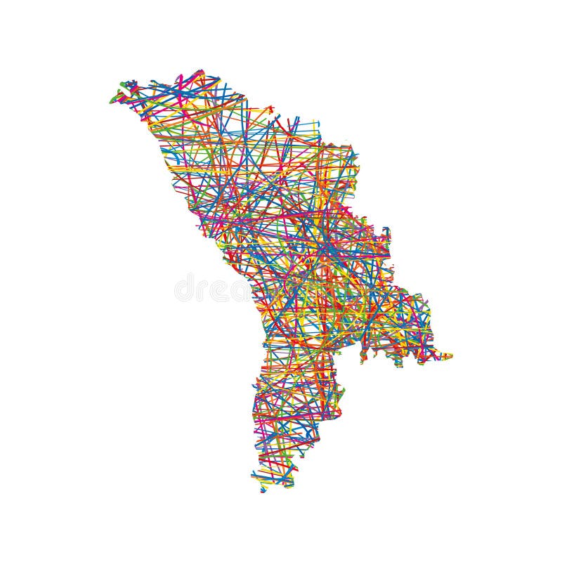 Vector Illustration of Multicolored Abstract Striped Map of Moldova ...