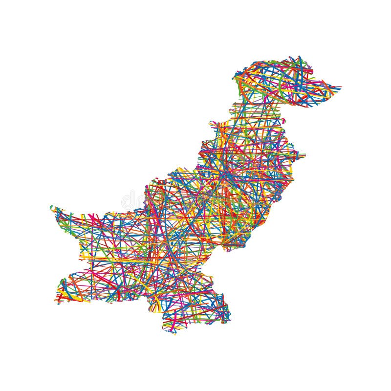 Vector Illustration of Multicolored Abstract Striped Map of Pakistan ...