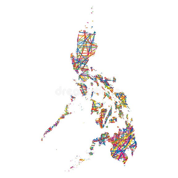 Vector Illustration of Multicolored Abstract Striped Map of Philippines ...