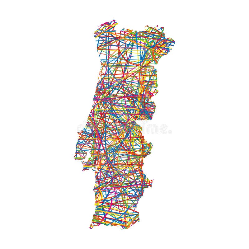 Vector Illustration of Multicolored Abstract Striped Map of Portugal ...