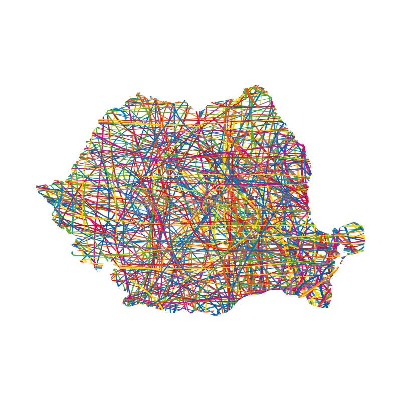 Vector Illustration of Multicolored Abstract Striped Map of Romania ... Vector Illustration of Multicolored Abstract Striped Map of Romania ...