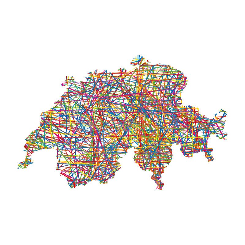 Vector Illustration of Multicolored Abstract Striped Map of Switzerland ...