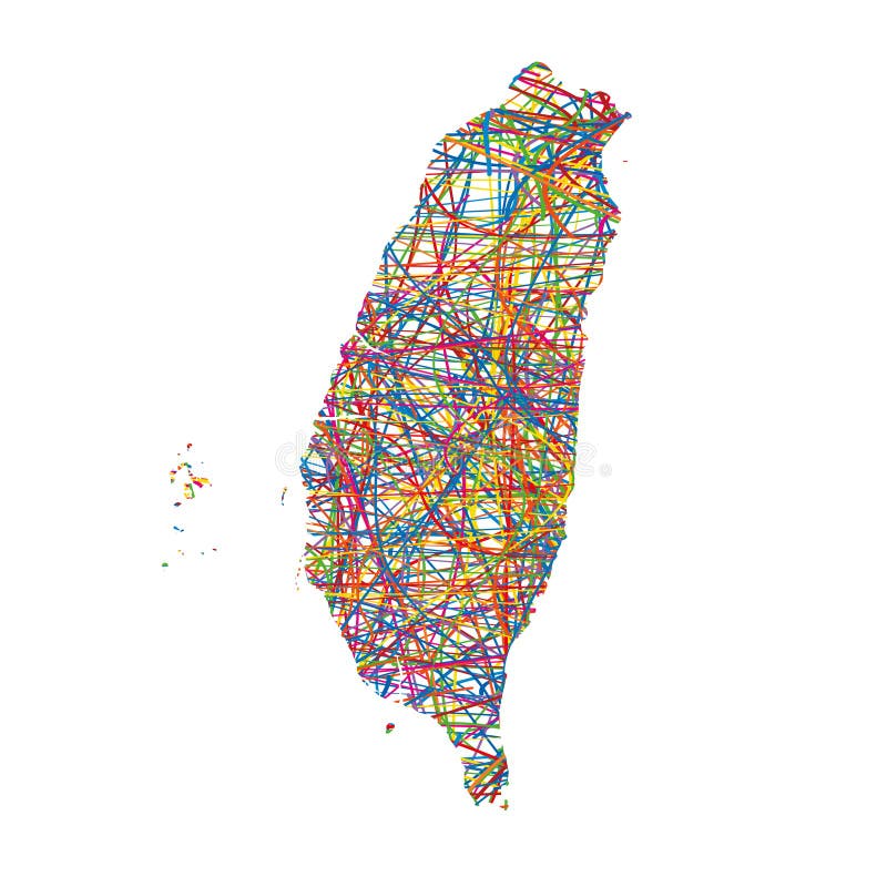 Vector Illustration of Multicolored Abstract Striped Map of Taiwan ...