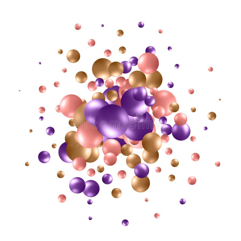 Vector Illustration with Multicolored Bubbles. Gold, Purple, Pink Balls ...