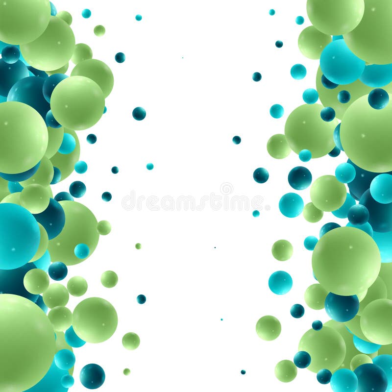Vector Illustration with Multicolored Bubbles. Green and Blue Balls ...