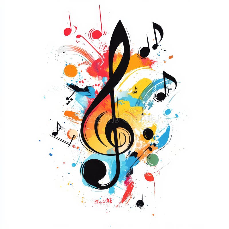 A Vector Illustration of Musical Notes and Clefs on a White Background ...