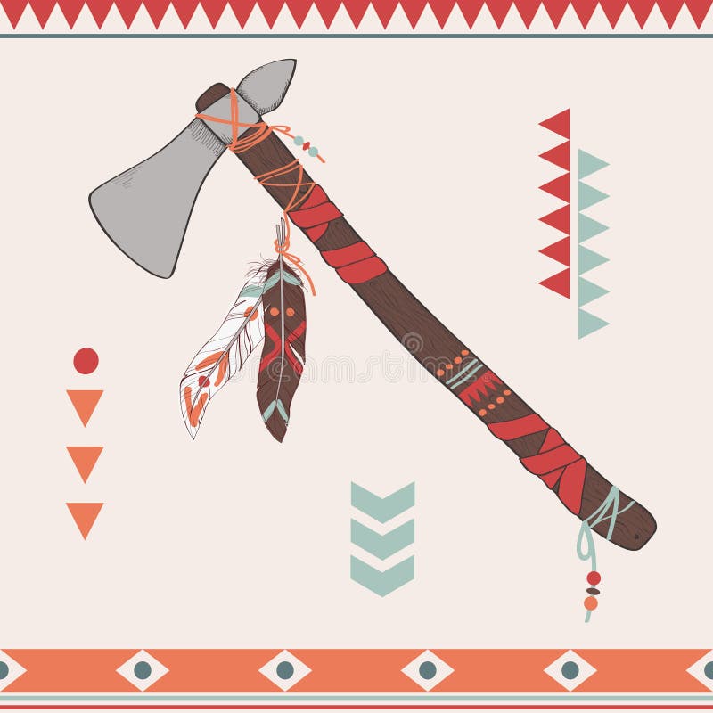 Vector Illustration of Native American Indian Tomahawk Stock Vector ...