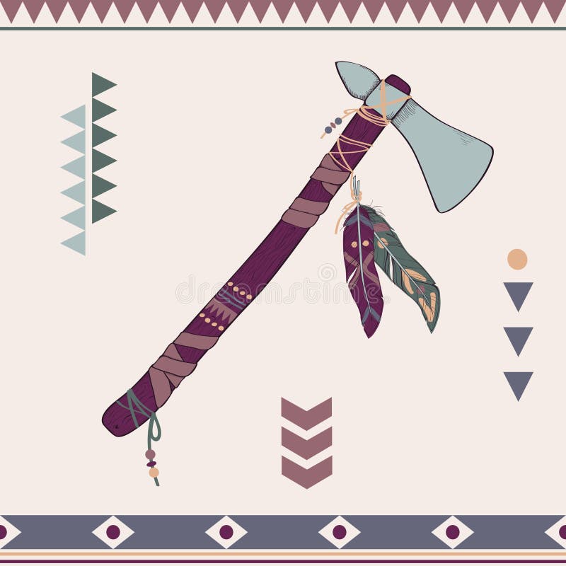 Vector Illustration of Native American Indian Tomahawk Stock Vector ...