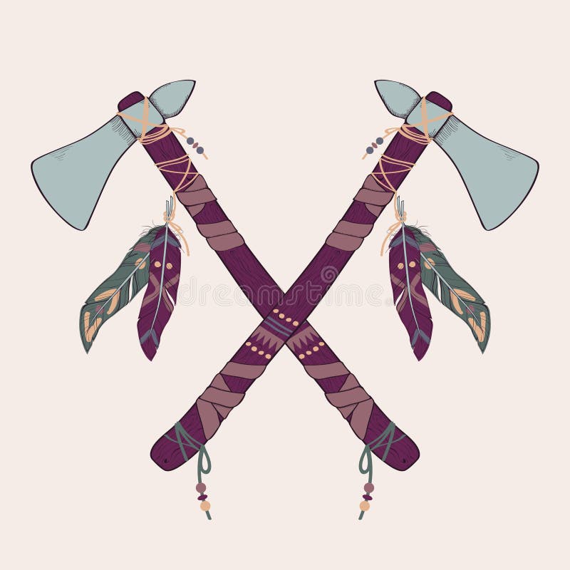 Vector Illustration of Native American Indian Tomahawks Stock Vector ...