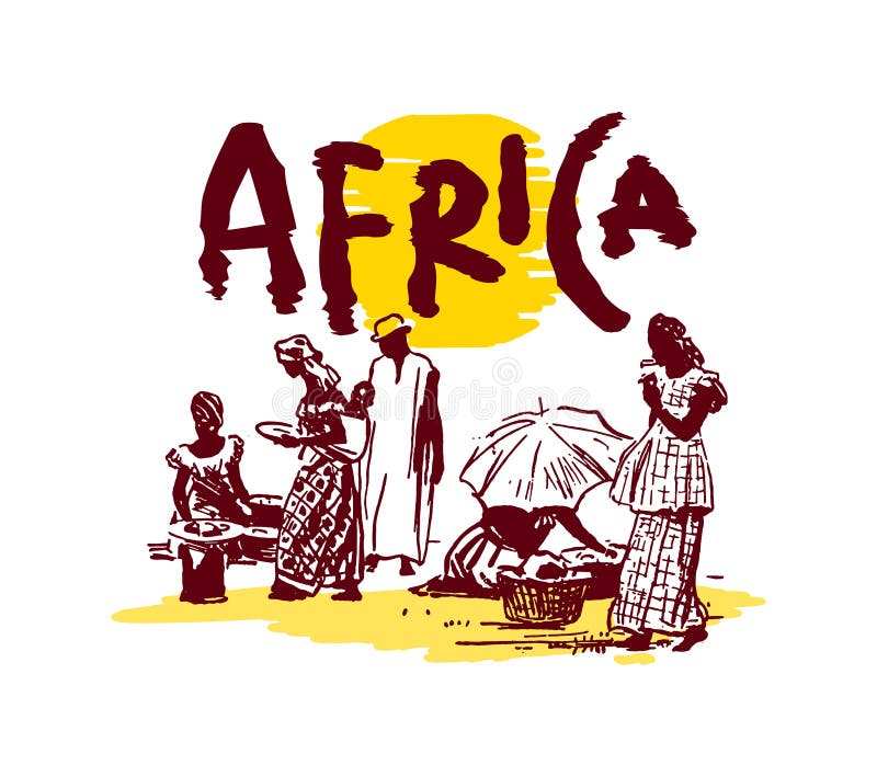 Vector Illustration of Native Black Skinned Ethnical People of Africa ...