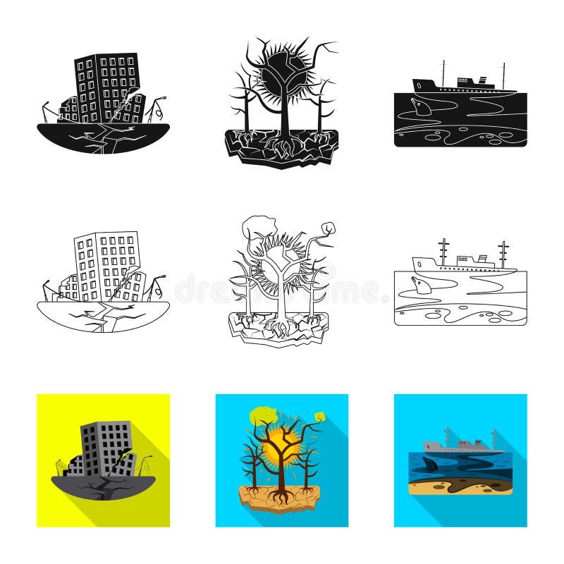 Vector Design of Natural and Disaster Logo. Set of Natural and Risk ...