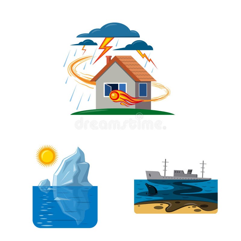 Vector Design of Natural and Disaster Logo. Collection of Natural and ...