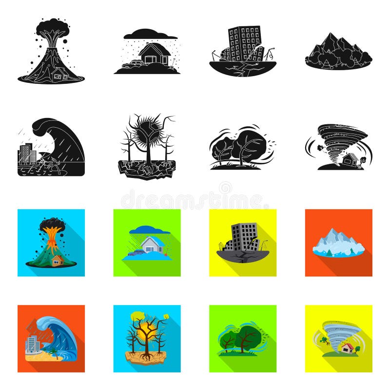 Vector Design of Natural and Disaster Logo. Collection of Natural and ...