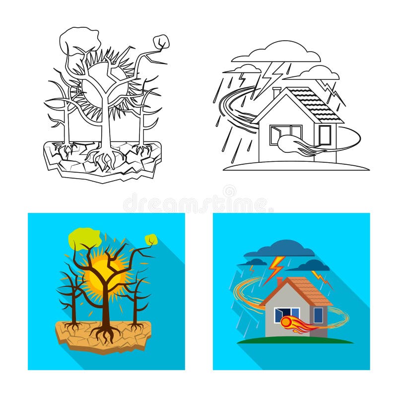 Vector Illustration of Natural and Disaster Icon. Set of Natural and ...