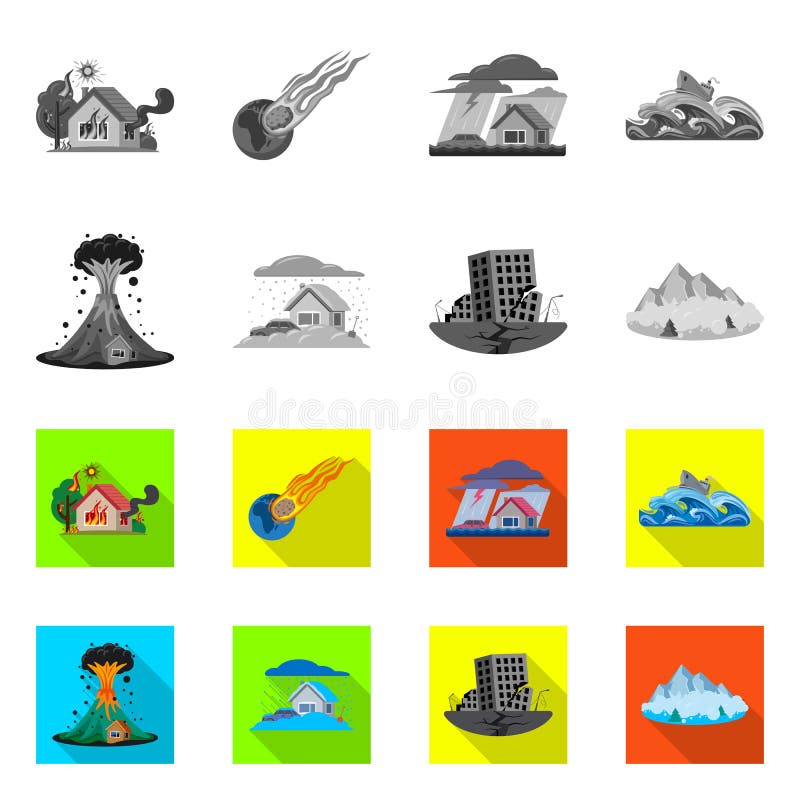 Vector Design of Natural and Disaster Icon. Collection of Natural and ...