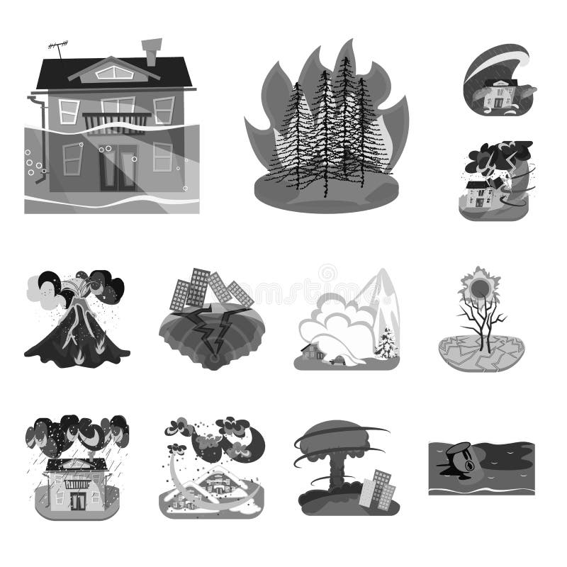 Vector Illustration of Nature and Apocalypse Icon. Set of Nature and ...