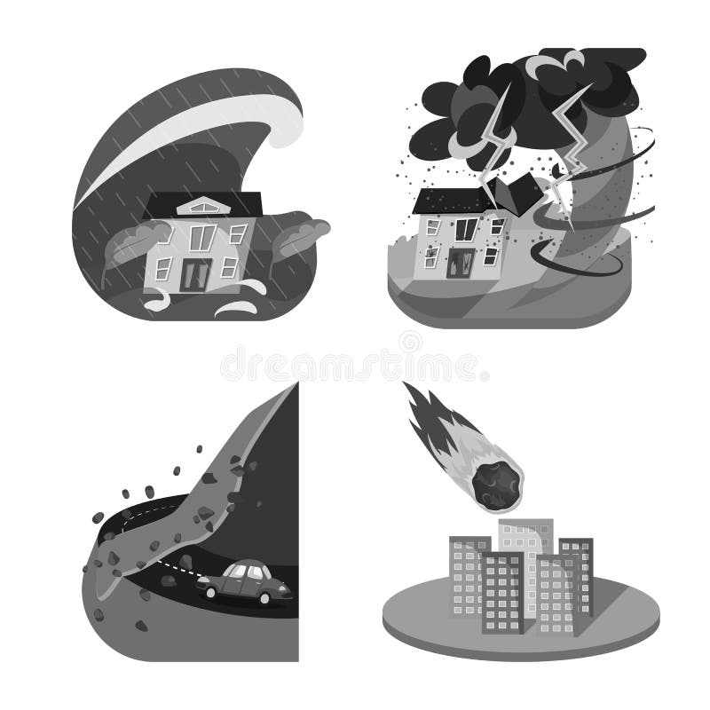 Vector Illustration of Nature and Apocalypse Symbol. Collection of ...