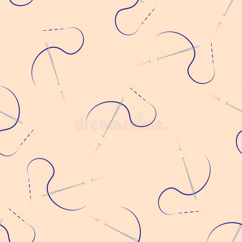 Vector Illustration. Needle and Thread Stitches Seamless Pattern Stock ...