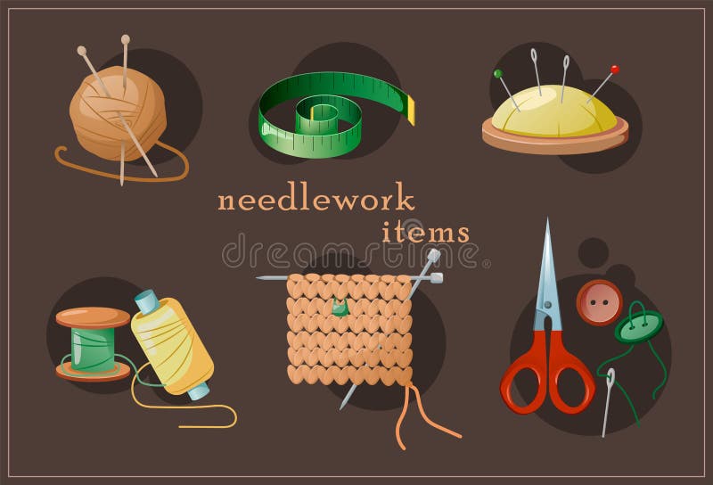 Vector Illustration of Needlework Items. Handmade Set Stock Vector ...