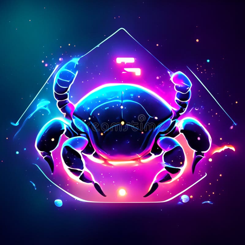 Neon Crab on a Blue Background. Vector Illustration in Neon Style Stock ...