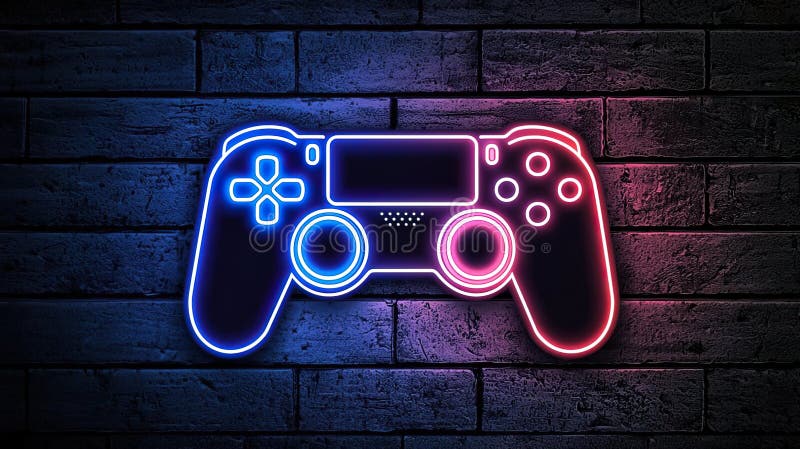 Vector Illustration of a Neon Sign of a Controller Frame Logo for Wall ...