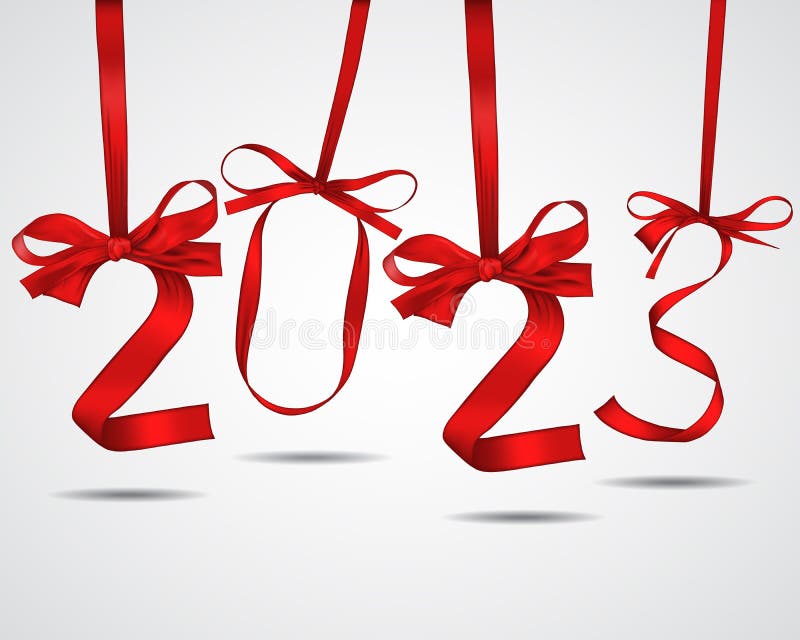 Red Ribbon New Year Numbers 2023 Stock Vector - Illustration of icon ...