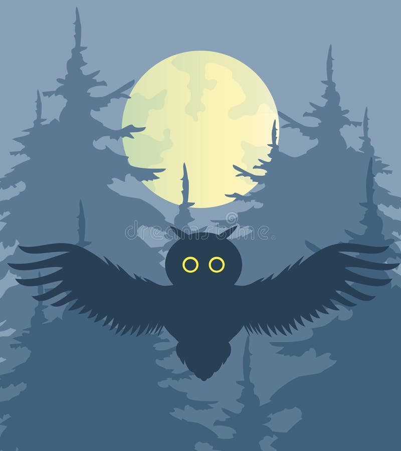 Vector Illustration. Night Forest Stock Vector - Illustration of ...