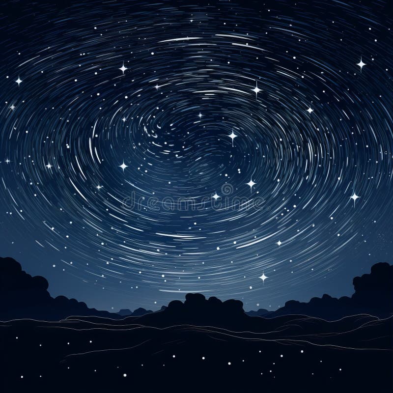 Vector Illustration of Night Sky with Star Trails Stock Illustration ...