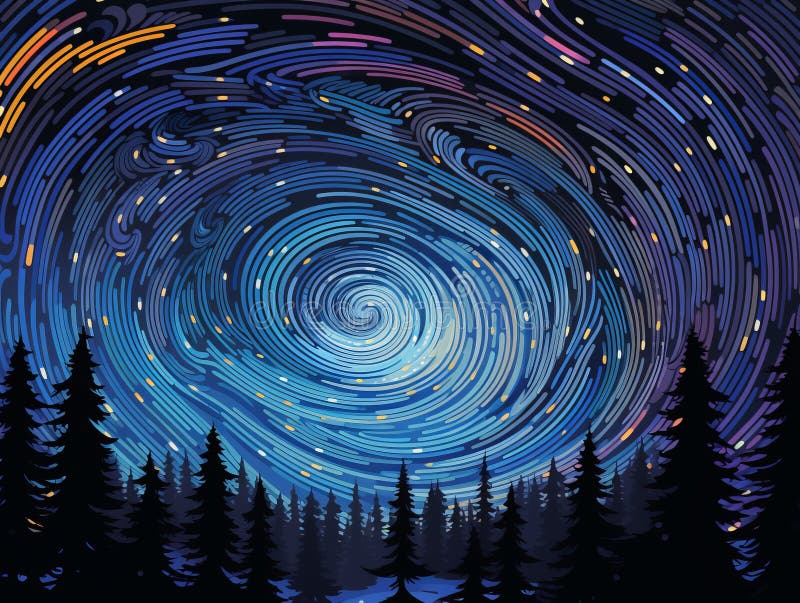 Vector Illustration of the Night Sky with Stars and a Spiral Stock ...
