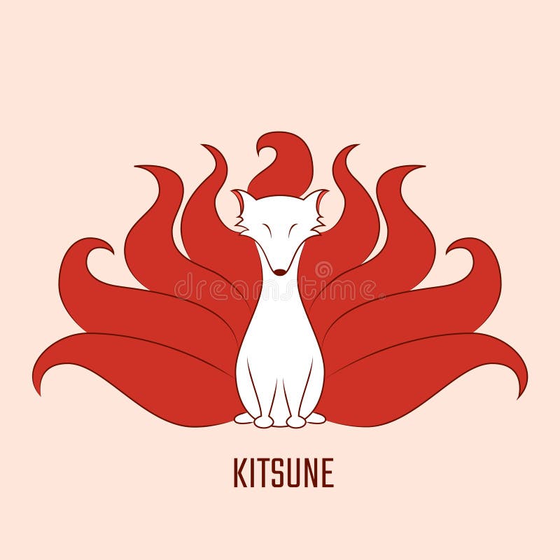 Nine-Tailed Fox Illustration Stock Vector - Illustration of text, petal ...