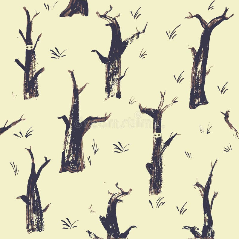 Vector Illustration of Ninja in the Forest Stock Vector - Illustration ...