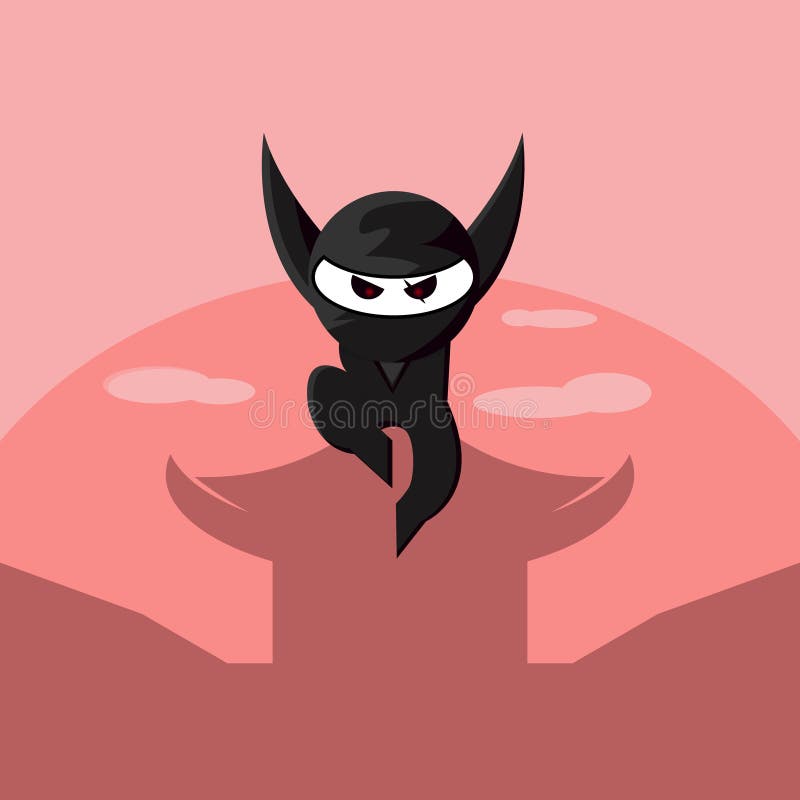 Vector Illustration Of A Ninja Jumping From Building To Building Stock Vector Illustration Of